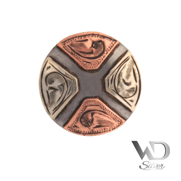 #3 Concho Blue Gun Antiqued Iron Nickel & Copper Engraving