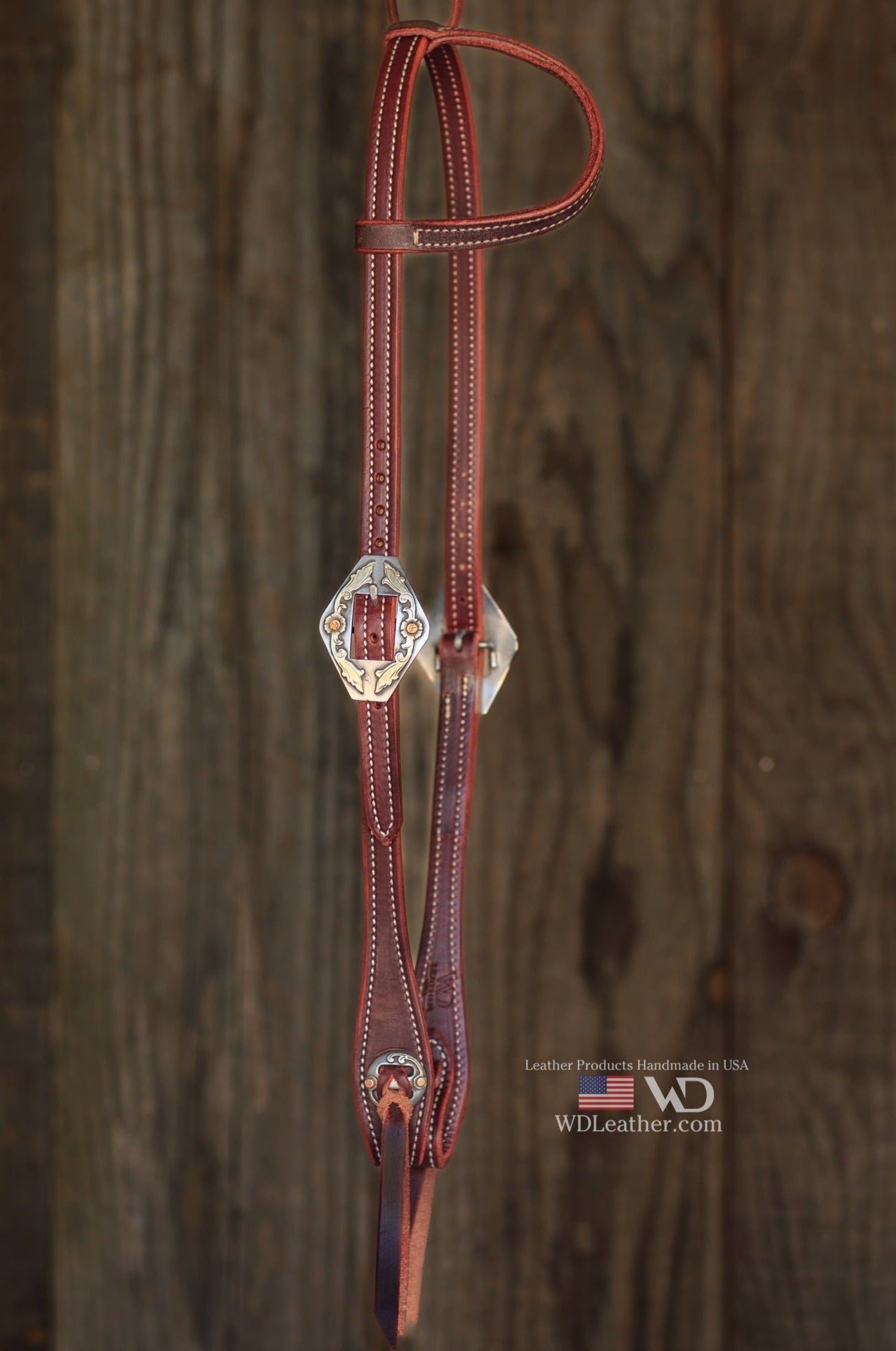 Premium One Ear Headstall with our custom Silverton Buckle & Slotted C